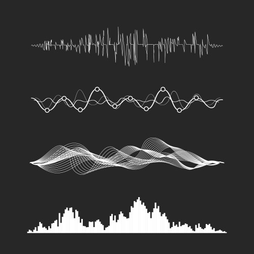 Music sound waves set Royalty Free Vector Image