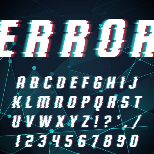 Glitch font letters and numbers with digital Vector Image