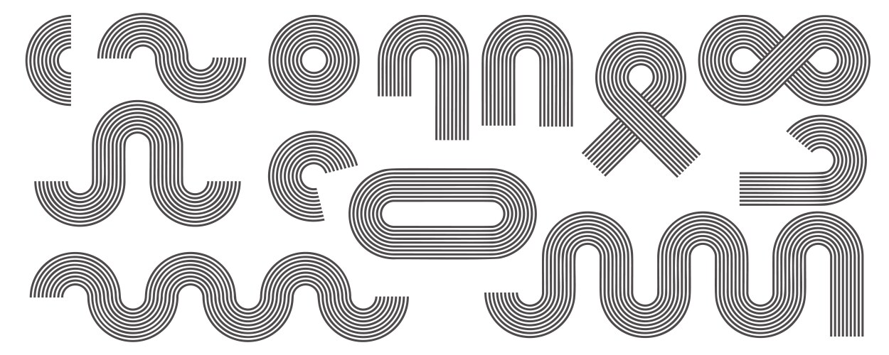 Geometric lines zen patterns abstract black Vector Image