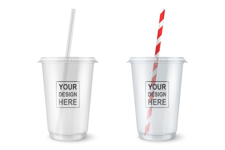 Realistic 3d empty clear plastic disposable Vector Image