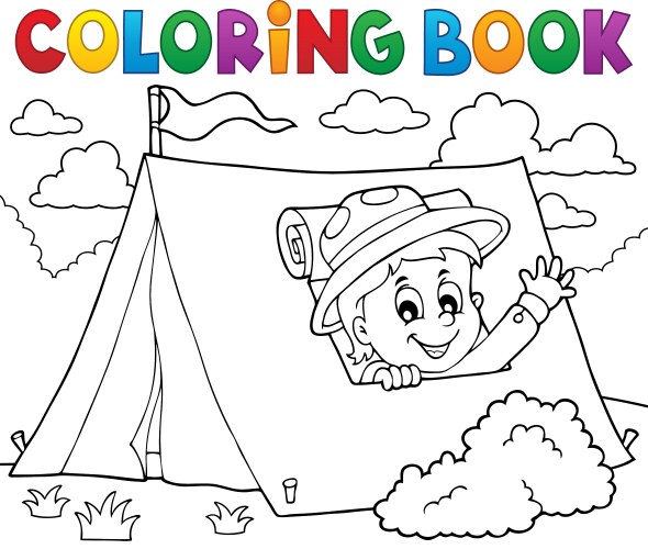 Coloring book scout girl theme 1 Royalty Free Vector Image
