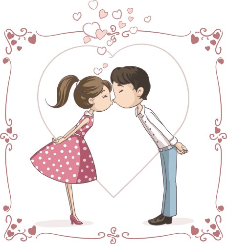 Cartoon Boy and Girl Kissing Vector Images (over 2,600)