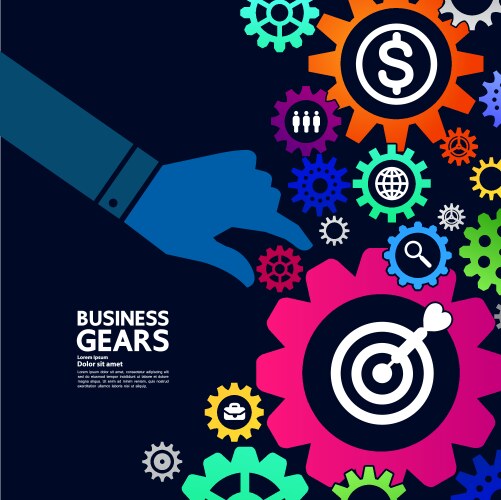 Gears creative idea set grand Royalty Free Vector Image