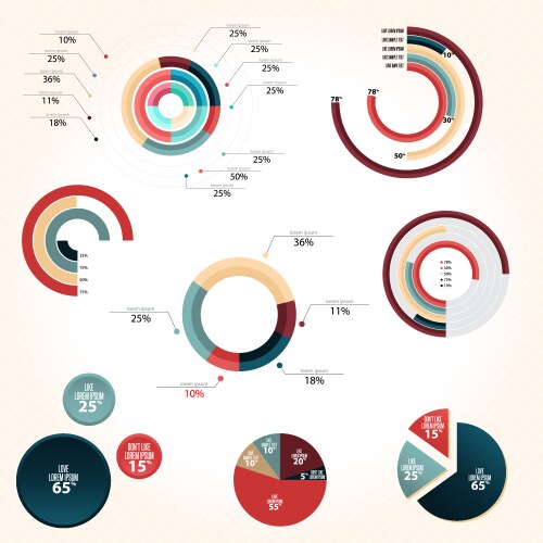 Circle Diagram Pie Charts Infographic Elements Vector Image