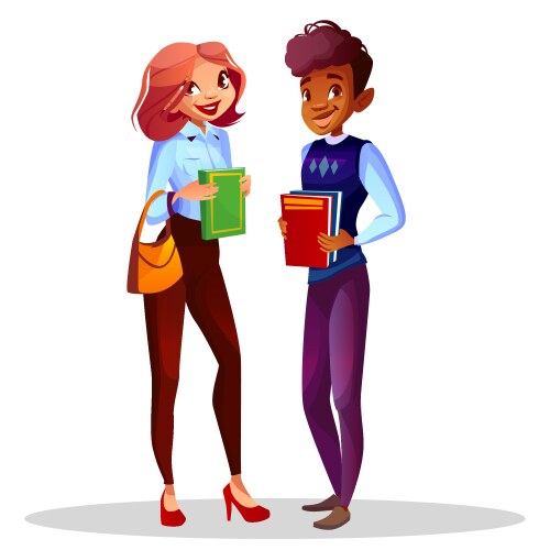 Cartoon cheerful college students set Royalty Free Vector