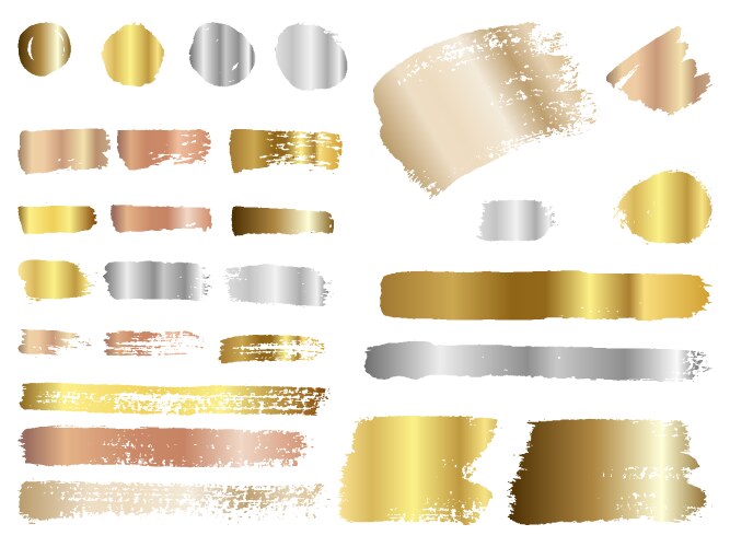 Gold gradients paint color swatches with brush Vector Image