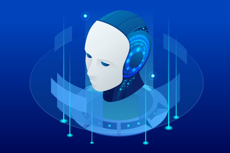Isometric artificial intelligence knowledge Vector Image