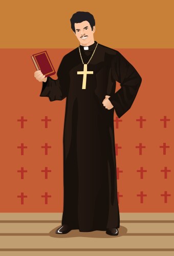 Catholic priest pastor servant of god in cassock Vector Image