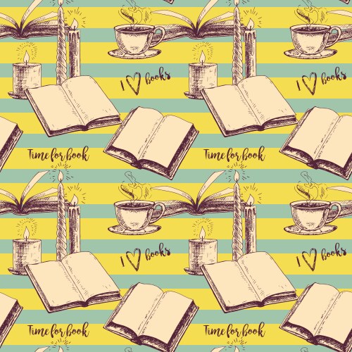 Books reading seamless background Royalty Free Vector Image