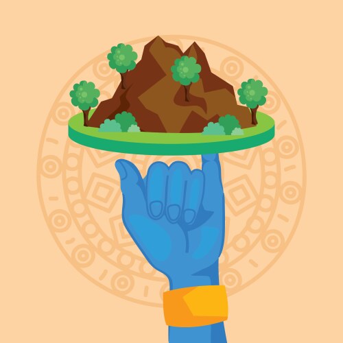 Hindu god krishna with hand up Royalty Free Vector Image