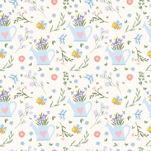Seamless pattern with color plants Royalty Free Vector Image