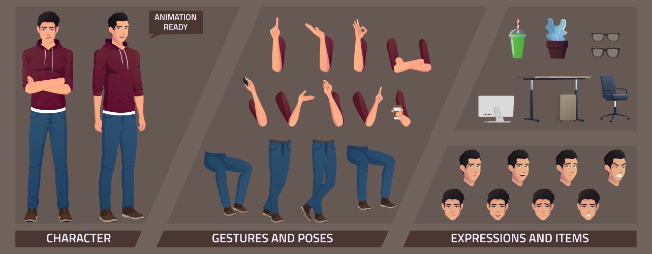 Stylized business characters set for animation Vector Image