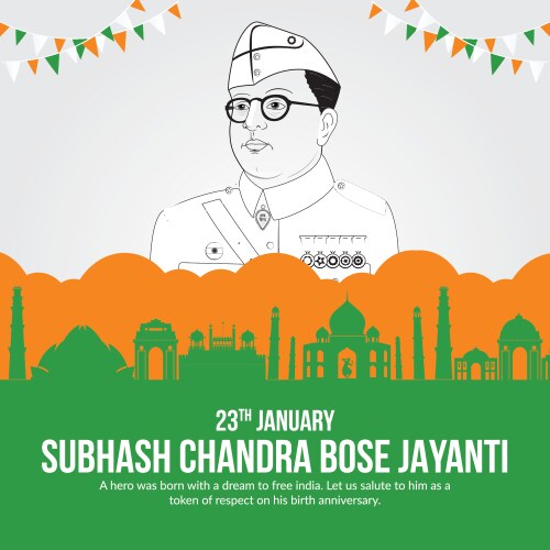 Subhash chandra bose jayanti banner design Vector Image