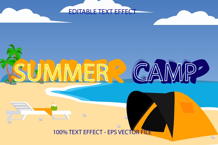 Summer camp text effect modern style Royalty Free Vector