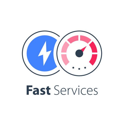 Time clock logo fast express service Royalty Free Vector