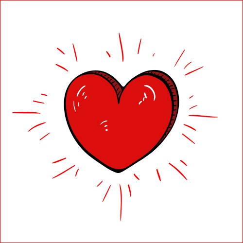 Red heart free drawing-cartoon valentines day Vector Image