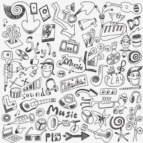 Music doodles Royalty Free Vector Image - VectorStock