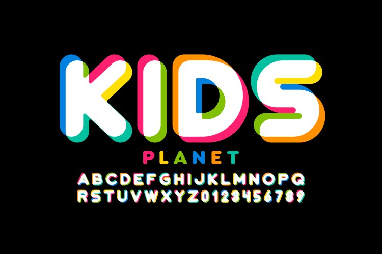 Kids style playful font Royalty Free Vector Image