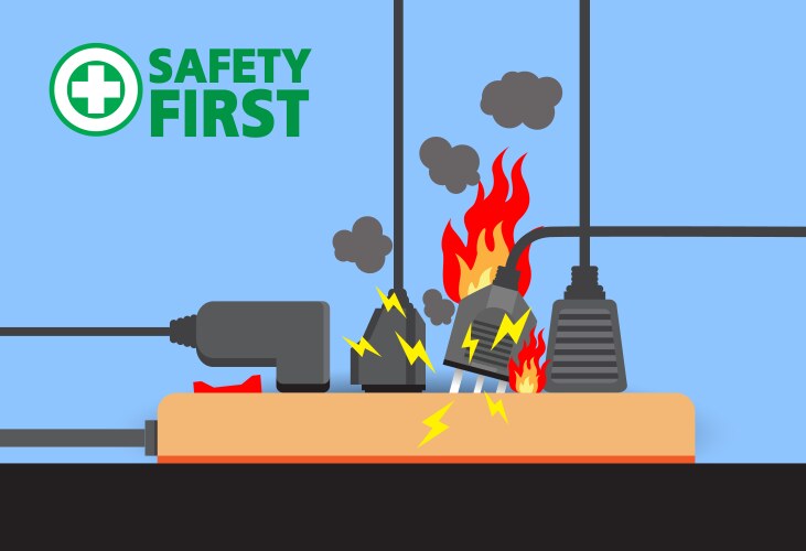 Power plug is full short circuit overload Vector Image