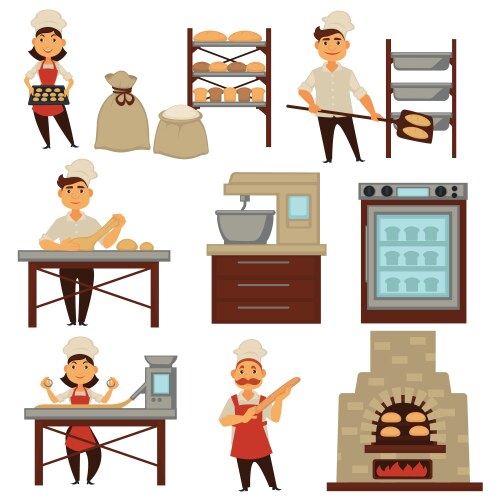 Bread making process Royalty Free Vector Image