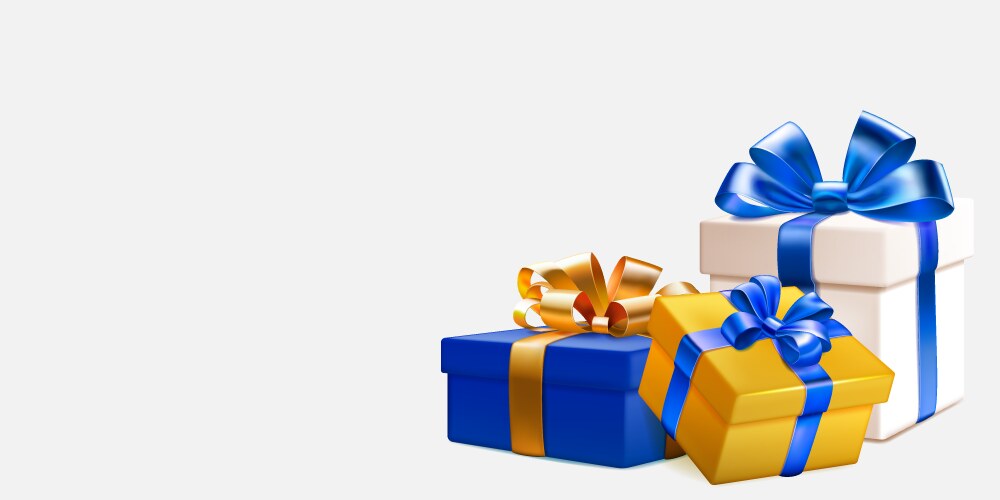 Stack of gift boxes blue and red ribbon bow Vector Image