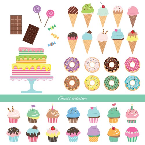 Different sweets Royalty Free Vector Image - VectorStock