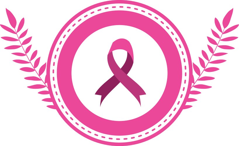 Breast cancer campaign ribbon in circular frame Vector Image