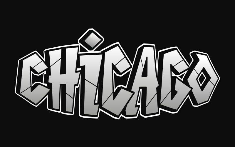 Chicago word graffiti style letters hand drawn Vector Image