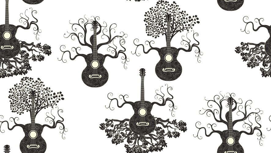Retro guitar tree Royalty Free Vector Image - VectorStock