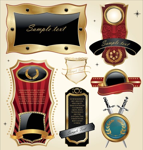 Set of empty black and gold labels Royalty Free Vector Image