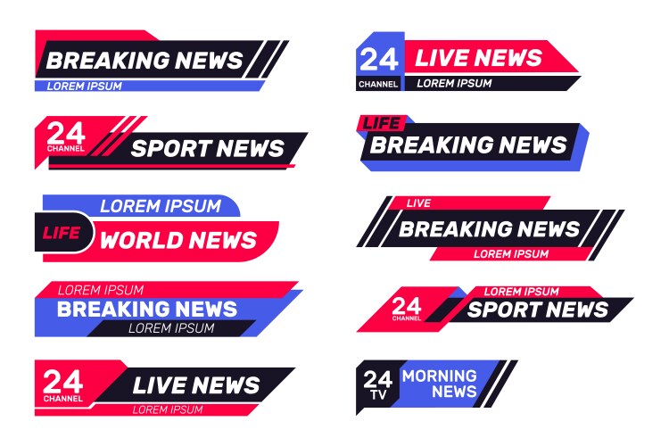 Breaking news banners television broadcast header Vector Image