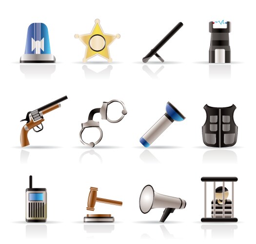Police mind map with linear icons Royalty Free Vector Image