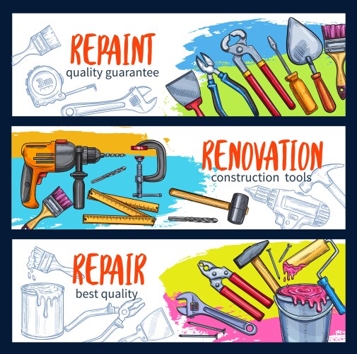 Repair tool sketch for construction and carpentry Vector Image