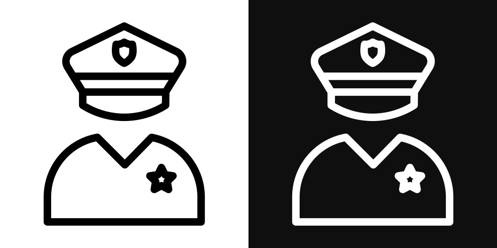 Police icon set security guard symbol policeman Vector Image