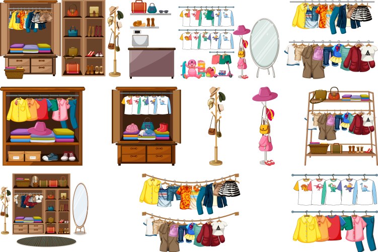 Open wardrobe with clothes Royalty Free Vector Image