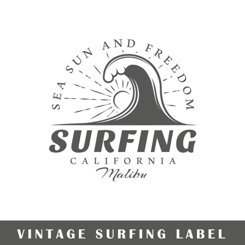 Surfing island line art logo design minimalist Vector Image
