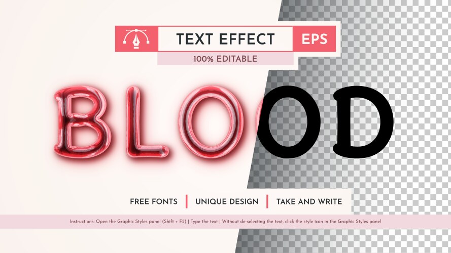 White blood text effect graphic style mockup Vector Image