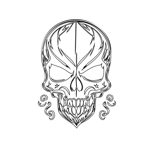 Cursed skull halloween sketch outline Royalty Free Vector