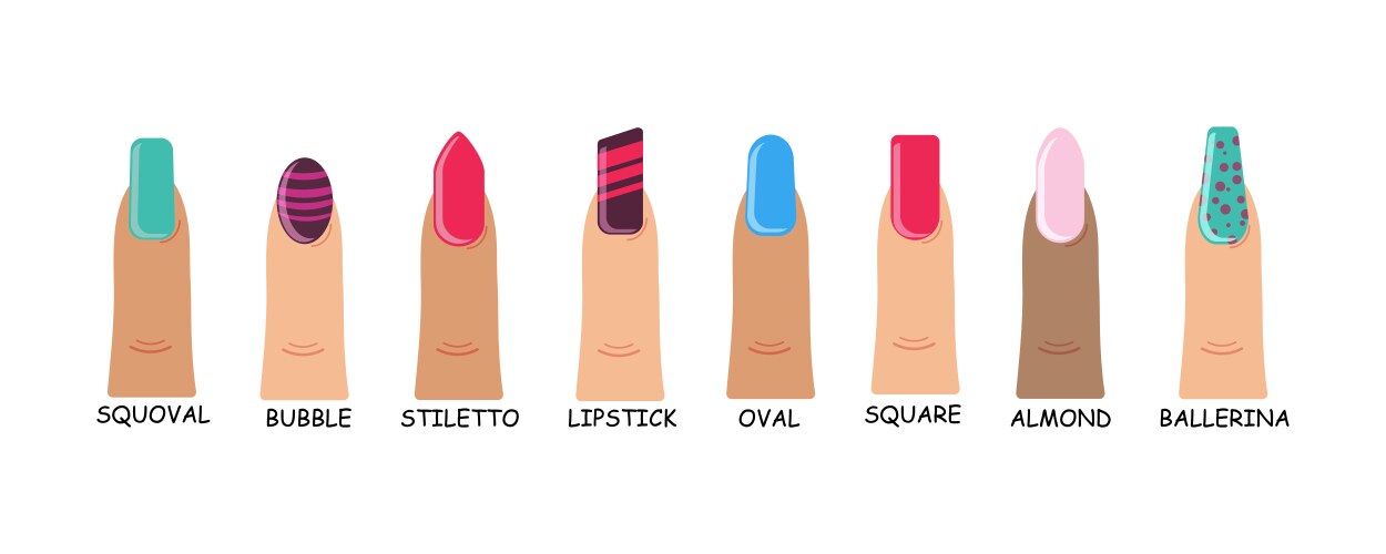 Different shapes nails Royalty Free Vector Image