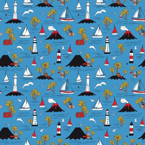 Boats in the sea pattern background Royalty Free Vector