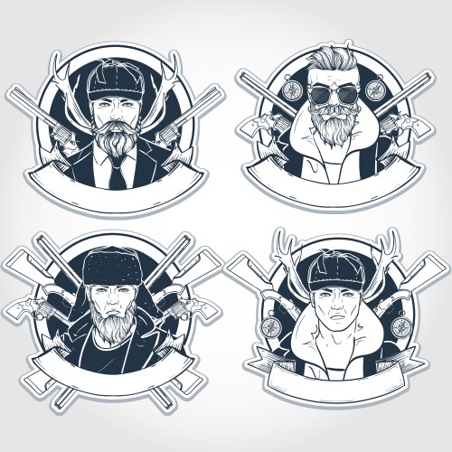 Hand drawn sketch hunter men Royalty Free Vector Image