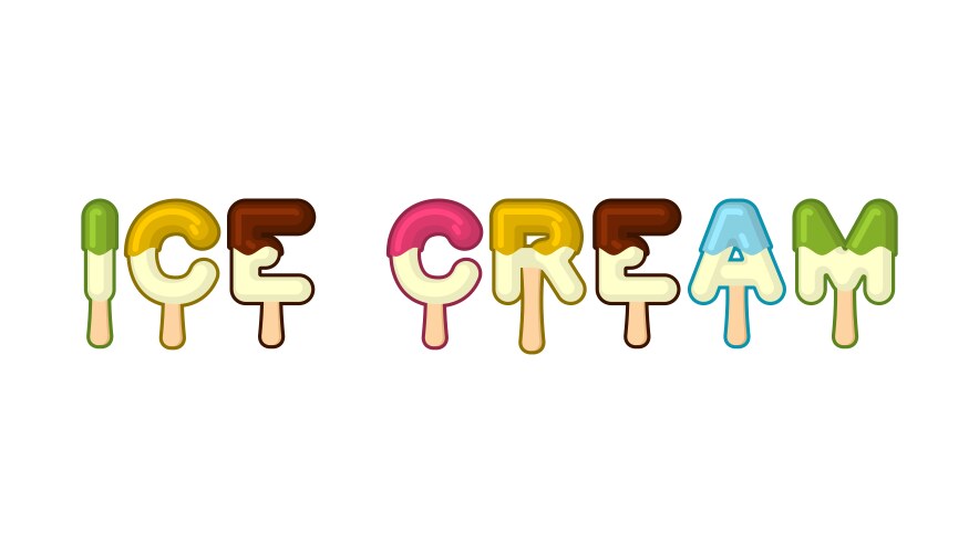 Ice cream abc popsicle alphabet cold sweets font Vector Image