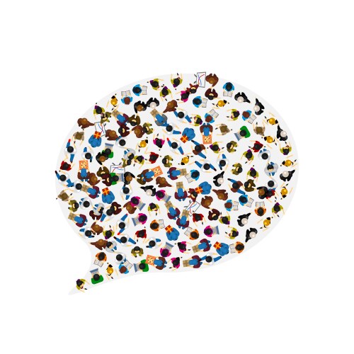 People group chat icon frame Royalty Free Vector Image