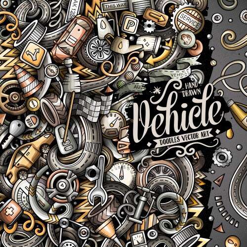 Cartoon cute doodles vehicle frame Royalty Free Vector Image