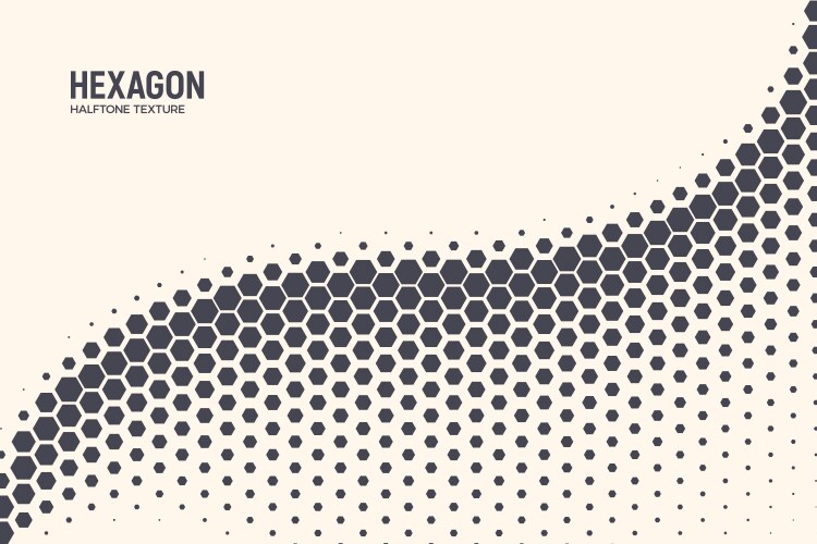 Monochrome halftone gradient with hexagonal Vector Image