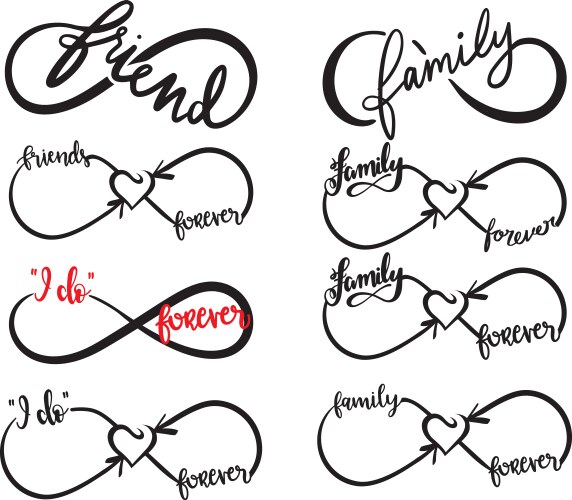Infinity symbols with words for tattoo Royalty Free Vector