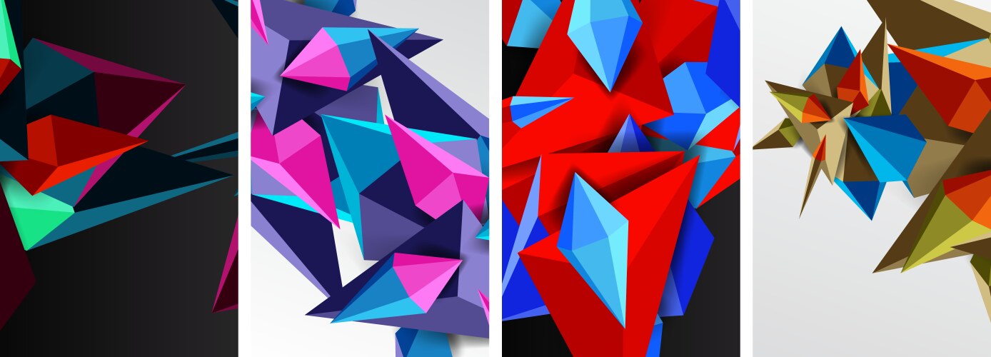 Set of triangle geometric low poly 3d shapes Vector Image