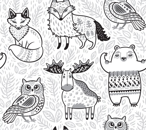 Forest tribal animals set Royalty Free Vector Image