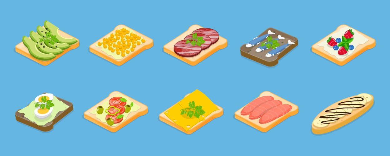 Isometric fast food elements set Royalty Free Vector Image