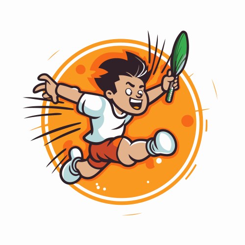 Badminton player with racket and ball cartoon Vector Image